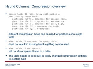 Hybrid Columnar Compression in a non-Exadata System | PDF