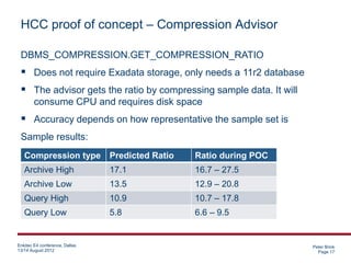 Hybrid Columnar Compression in a non-Exadata System | PDF