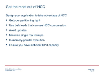 Hybrid Columnar Compression in a non-Exadata System | PDF