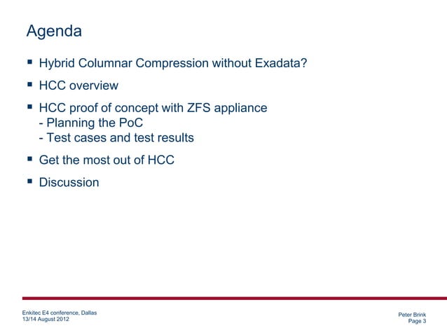Hybrid Columnar Compression in a non-Exadata System | PDF