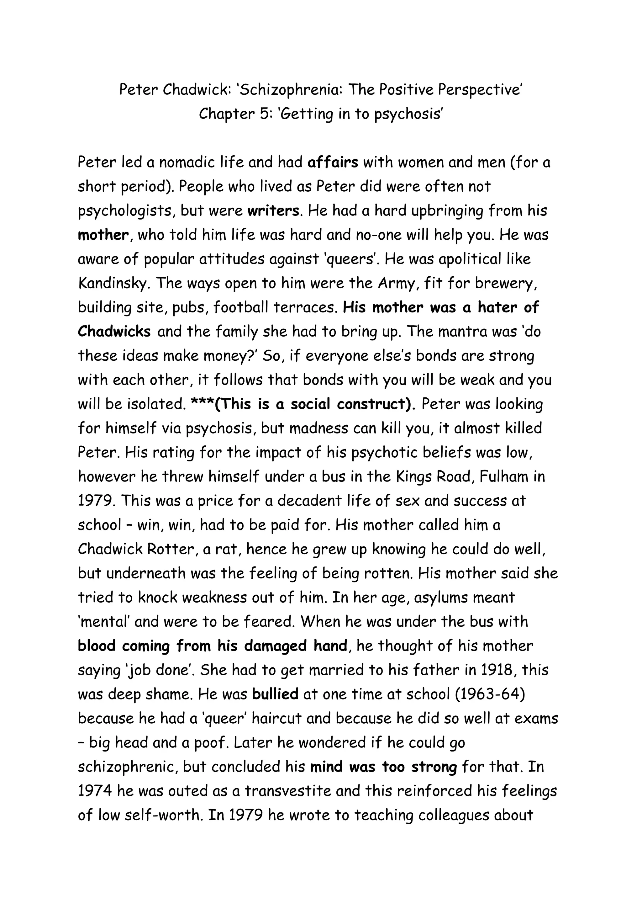 Peter Chadwick Ch5 'Schizophrenia' | DOC