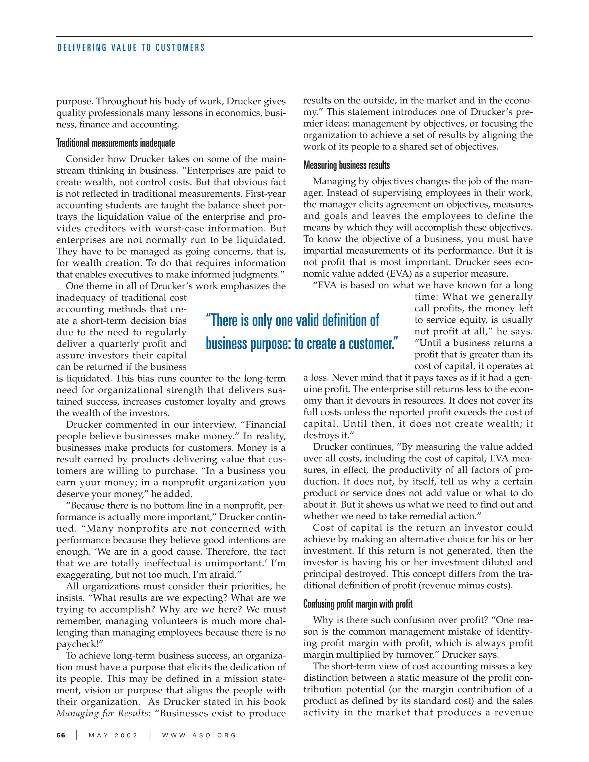 Peter f. drucker delivering value to customers | PDF