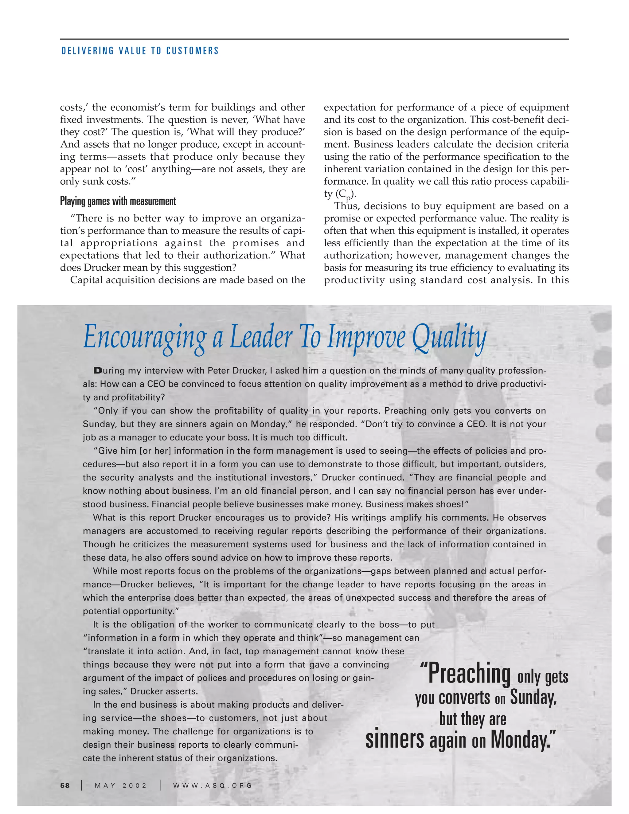Peter f. drucker delivering value to customers | PDF