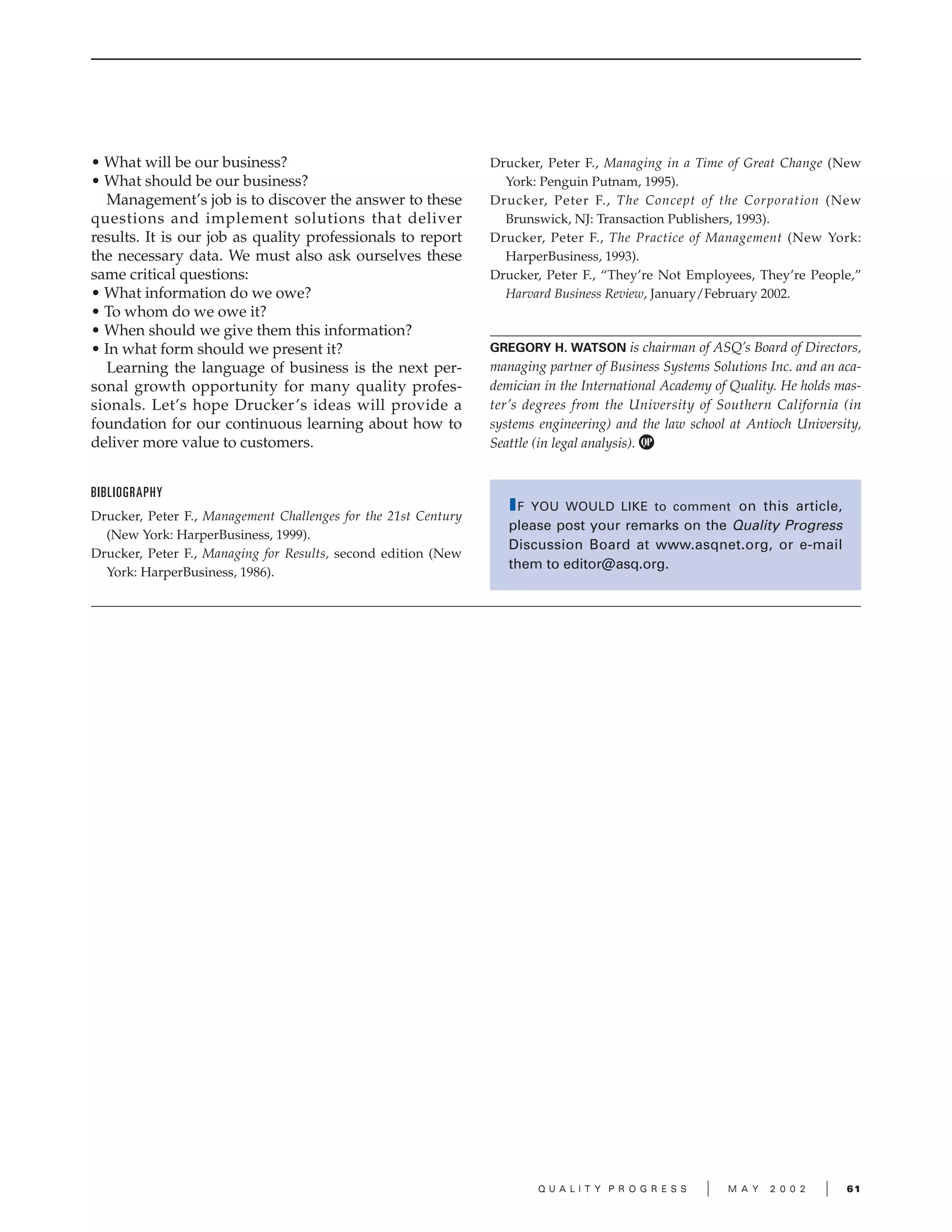 Peter f. drucker delivering value to customers | PDF