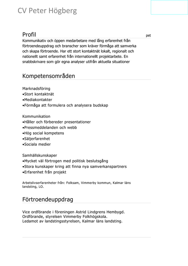 Peter högberg cv | PDF
