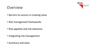 Creating Value Through Enterprise Risk Management | PPT