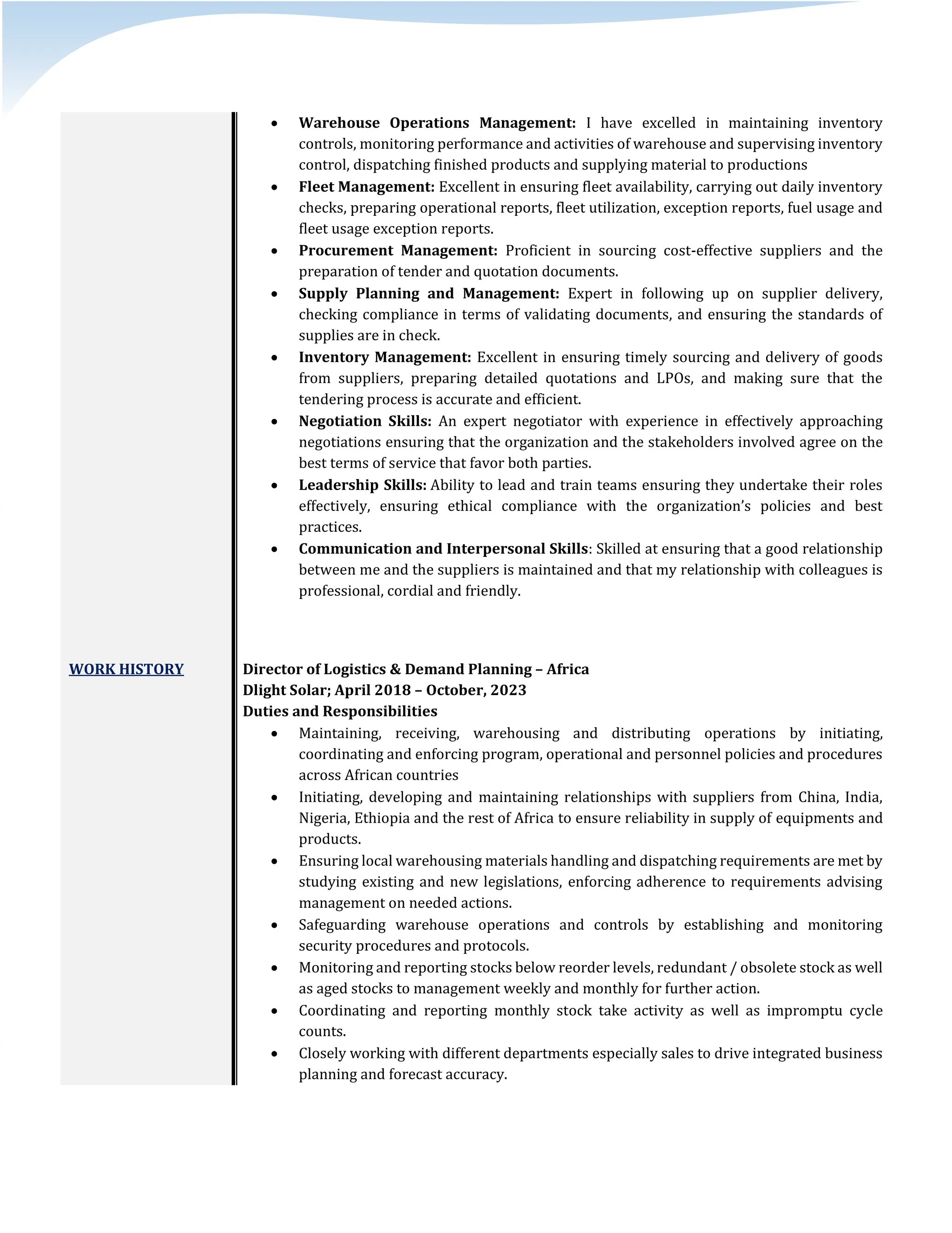 Peter Odedo New CV Operations and Logistics-Updated.pdf | Logistics ...