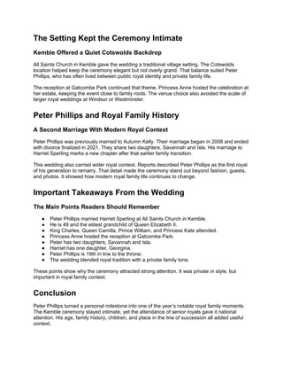 Peter Phillips' 2026 Wedding: A Royal Family Gathering in Kemble | DOCX