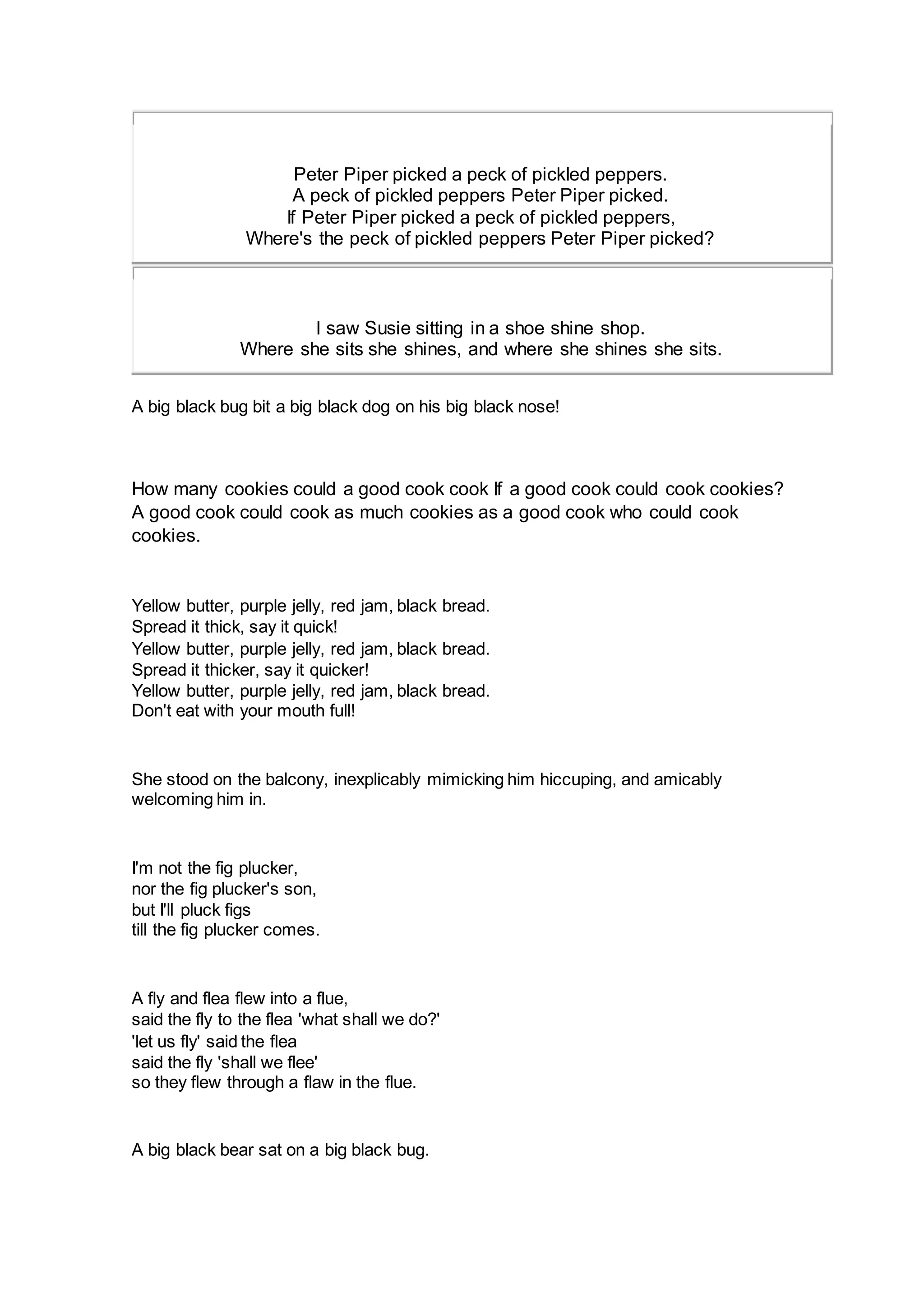 Peter piper picked a peck of pickled peppers | DOCX