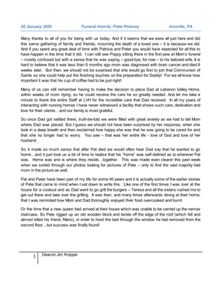 Homily: Peter Poloney Funeral | PDF
