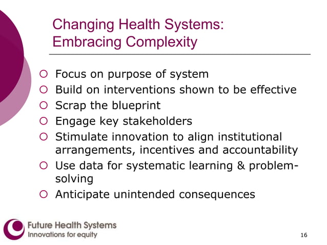 Beyond Scaling Up: Change and complex health systems | PPT