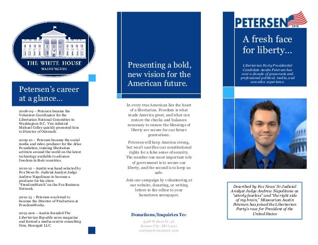 Petersen for President 2016 brochure