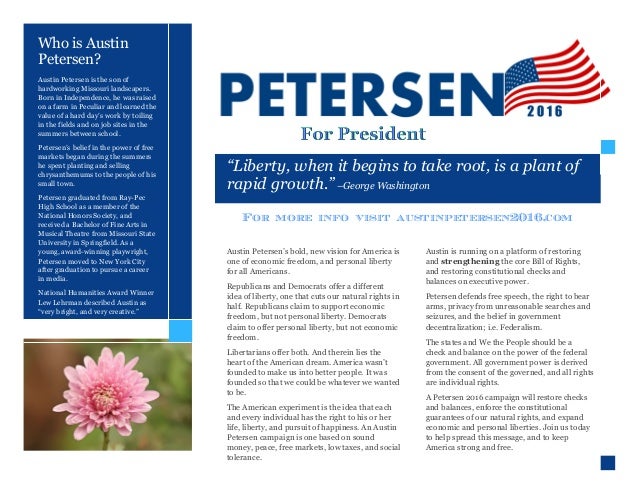 Petersen for President 2016 brochure