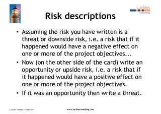 The importance of properly describing risks, presented by Peter Simon ...