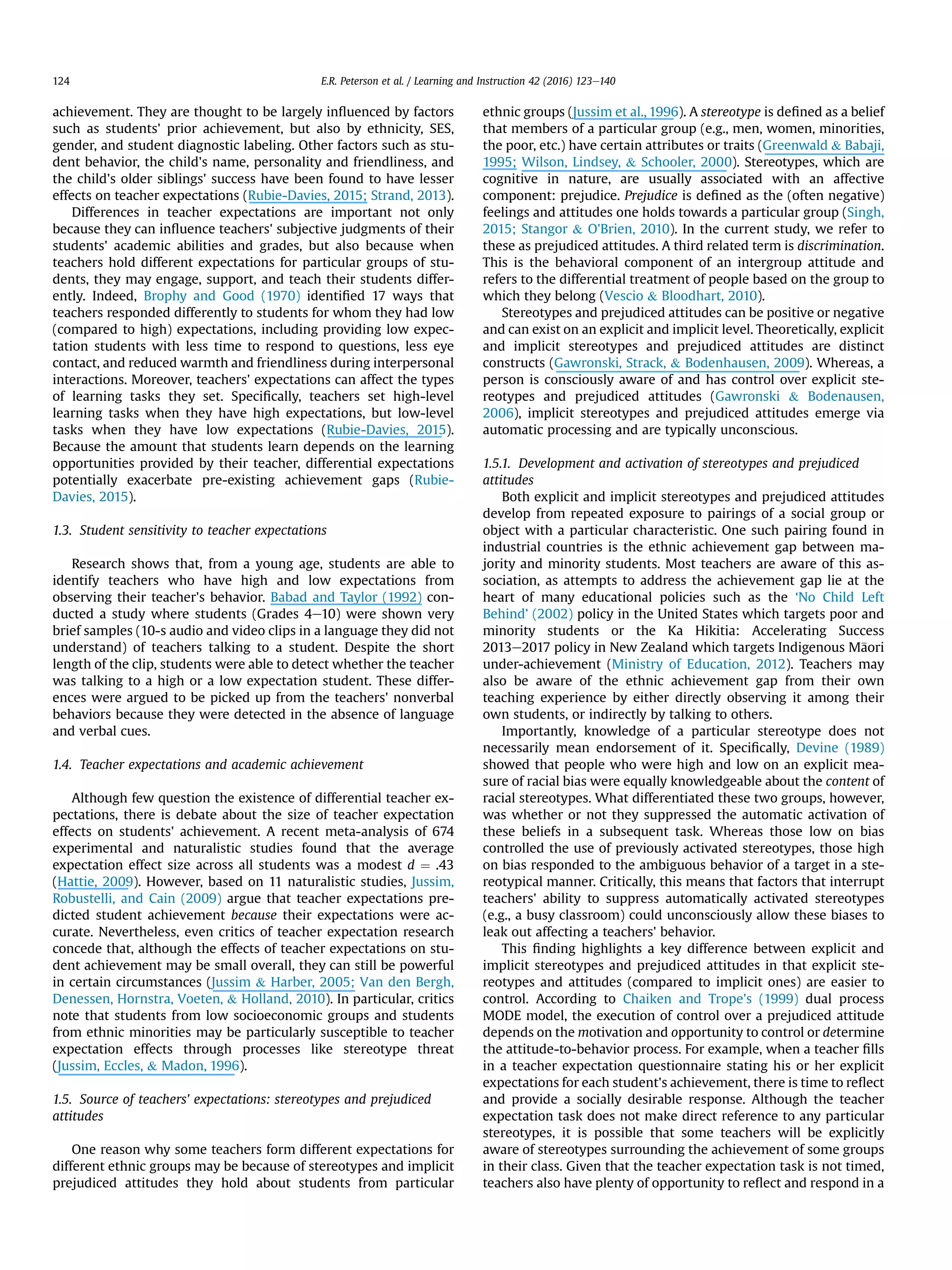 Peterson et al. (2016). teachers' expliicit and implicit biases | PDF ...
