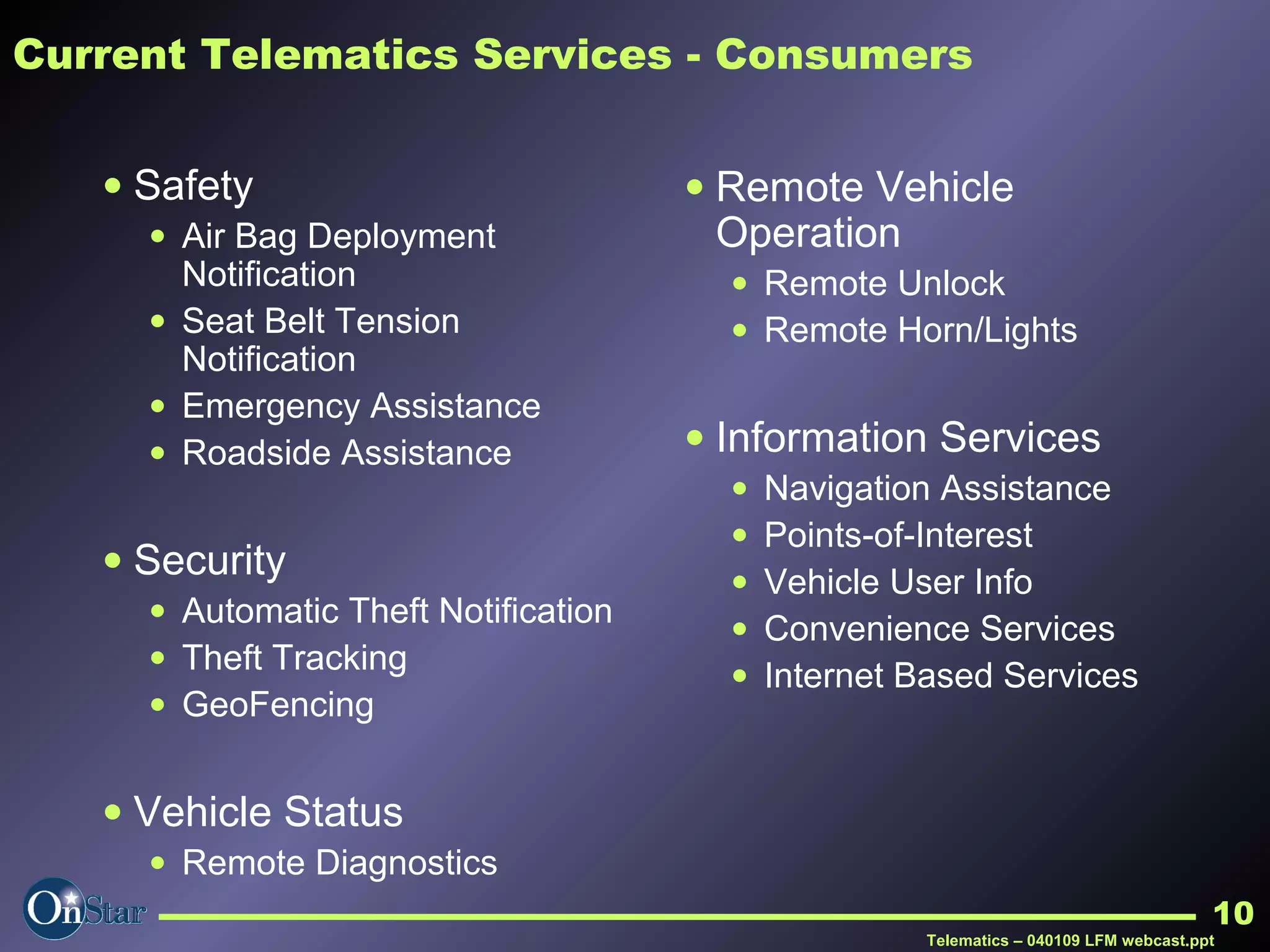 Telematics and “Connected Vehicles” | PPT