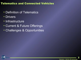Telematics and “Connected Vehicles” | PPT