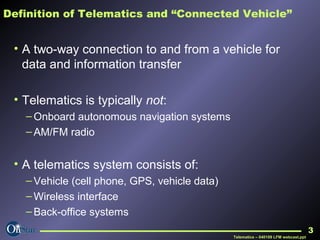 Telematics and “Connected Vehicles” | PPT
