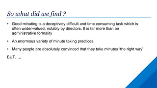 Minute Taking - ICSA Bedfordshire and Hertfordshire Group | PPTX ...