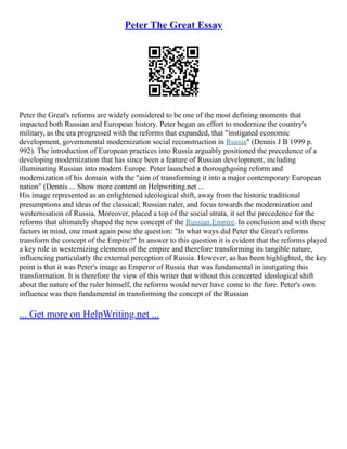 Peter The Great Essay | PDF