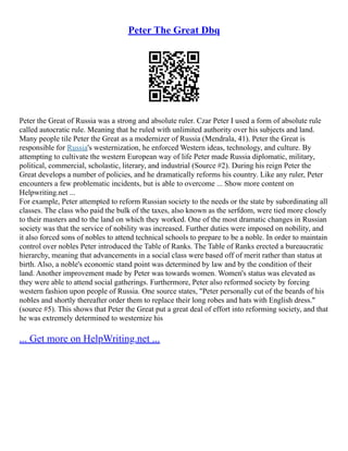 Peter The Great Essay | PDF