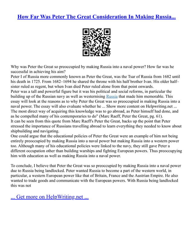 Peter The Great Essay | PDF