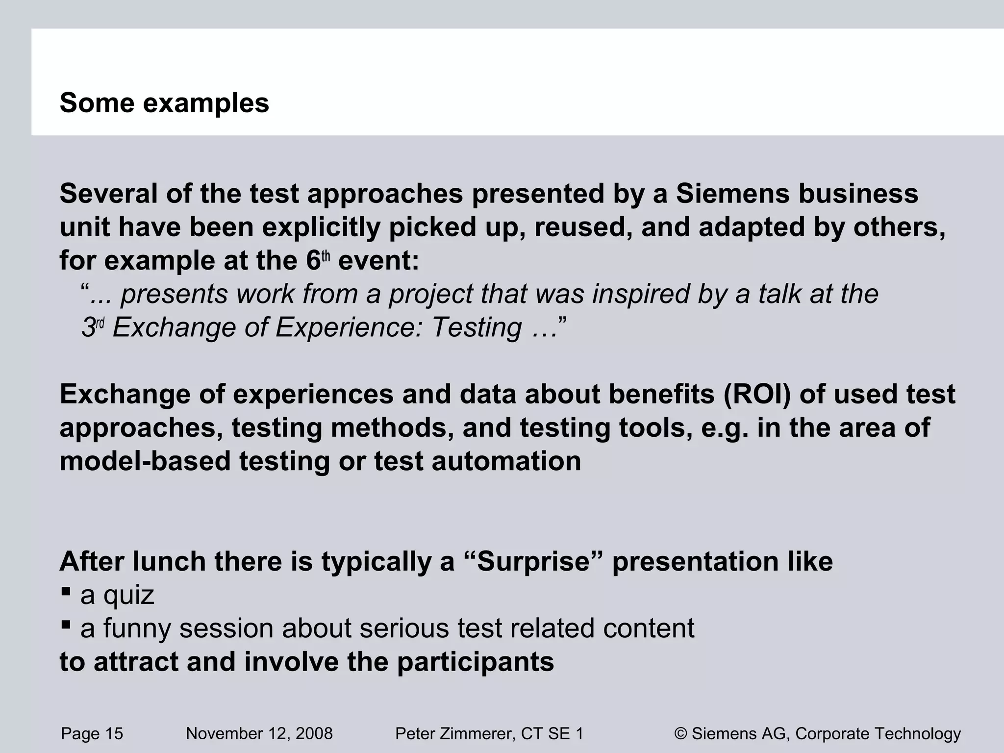 Peter Zimmerer - Establishing Testing Knowledge and Experience Sharing ...