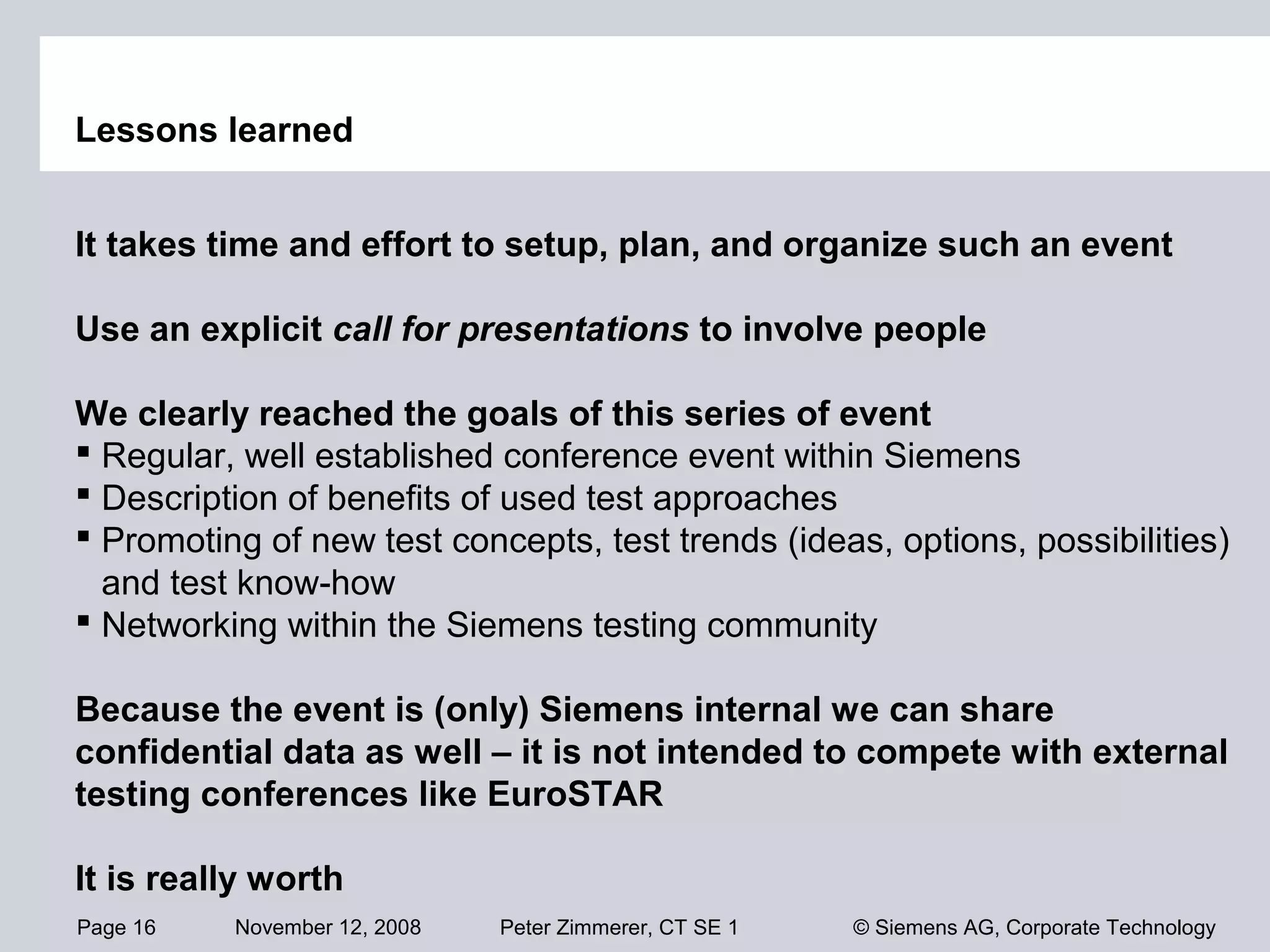 Peter Zimmerer - Establishing Testing Knowledge and Experience Sharing ...