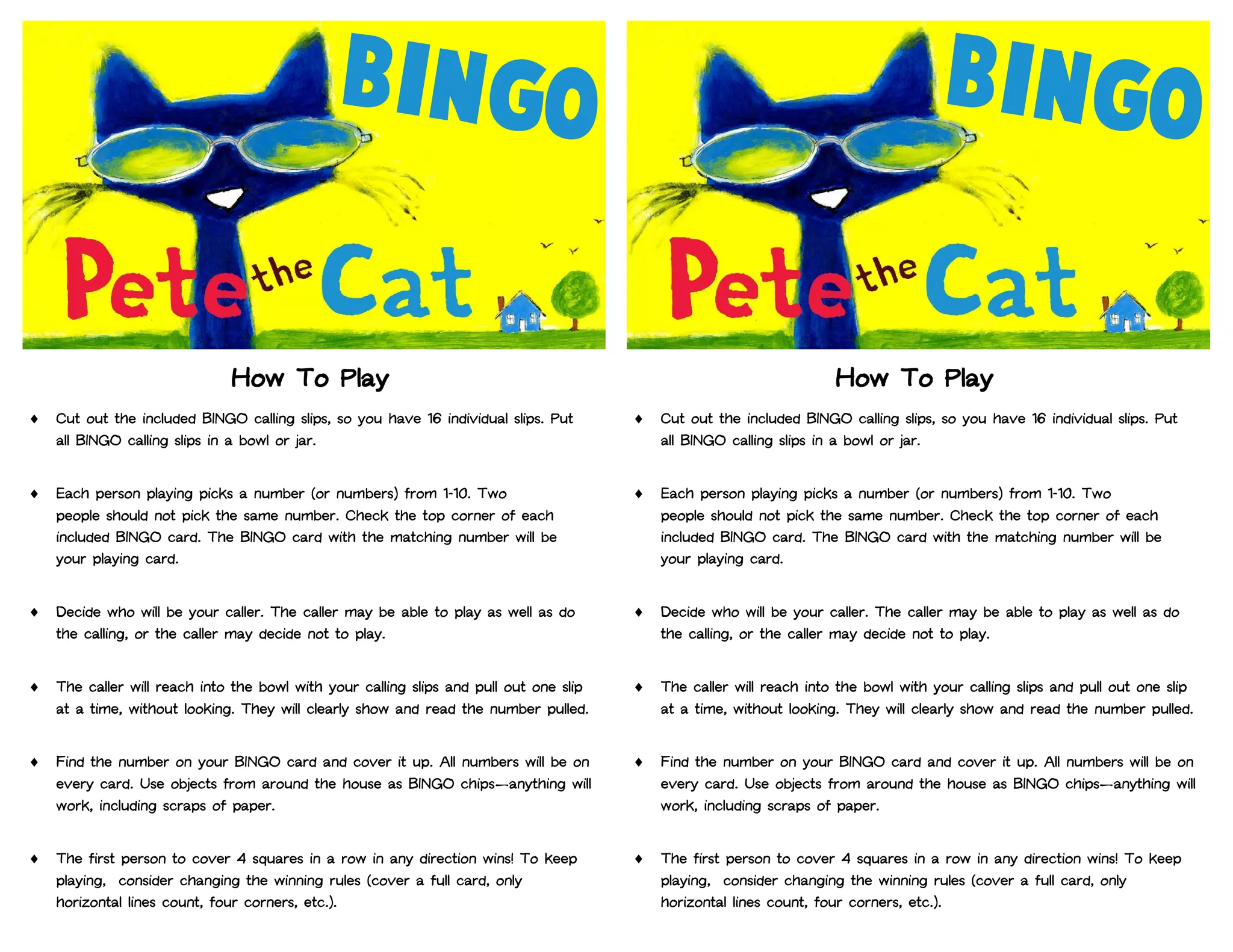 Pete the Cat BINGO | PDF