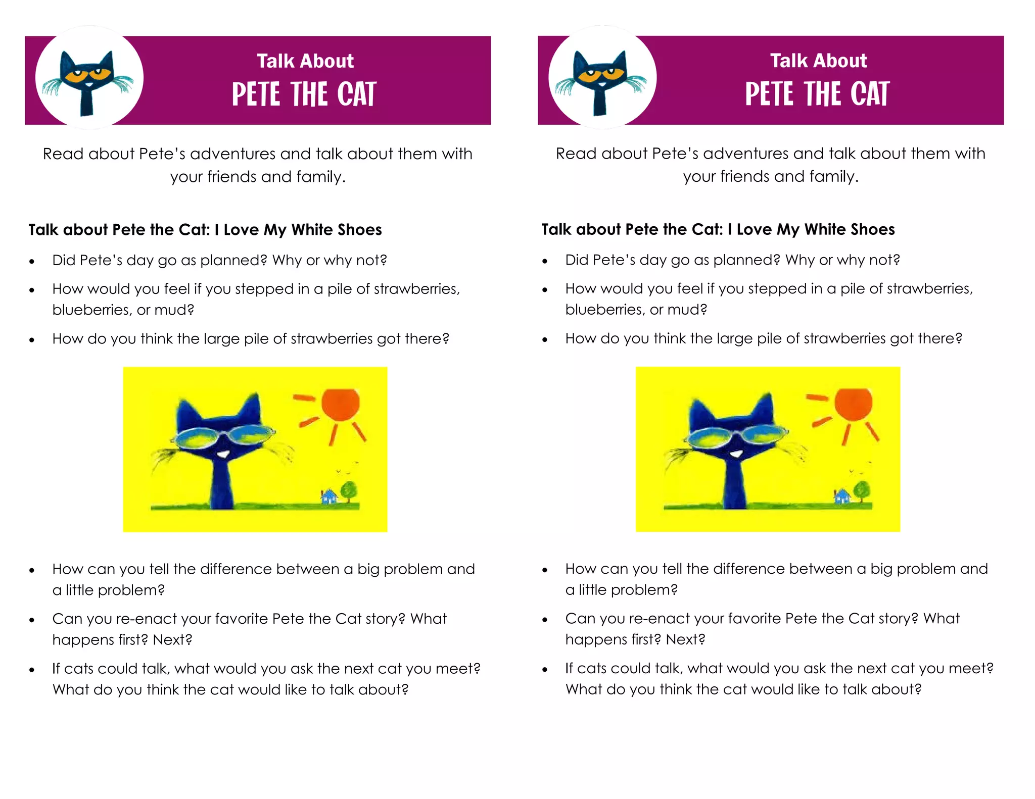 Pete the Cat Discussion Questions | PDF