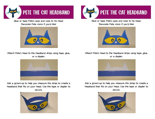 Pete the Cat Headband Instructions | PDF