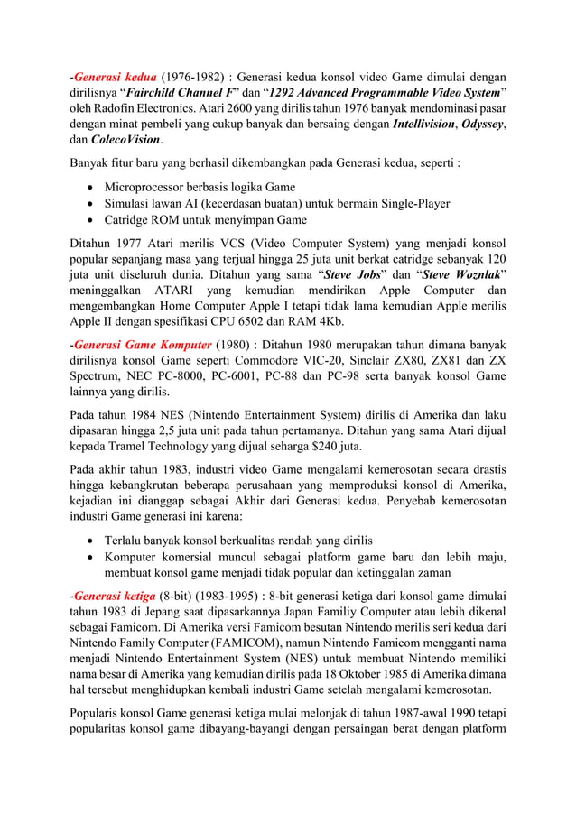 #PetGame Sejarah Game (Konvensional & Modern) | PDF