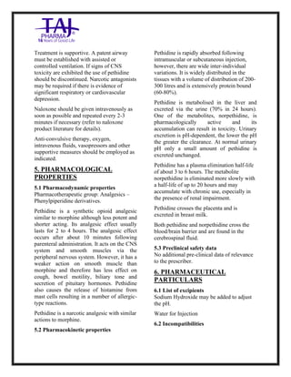 Pethidine HCl Injection Taj Pharma SmPC | PDF