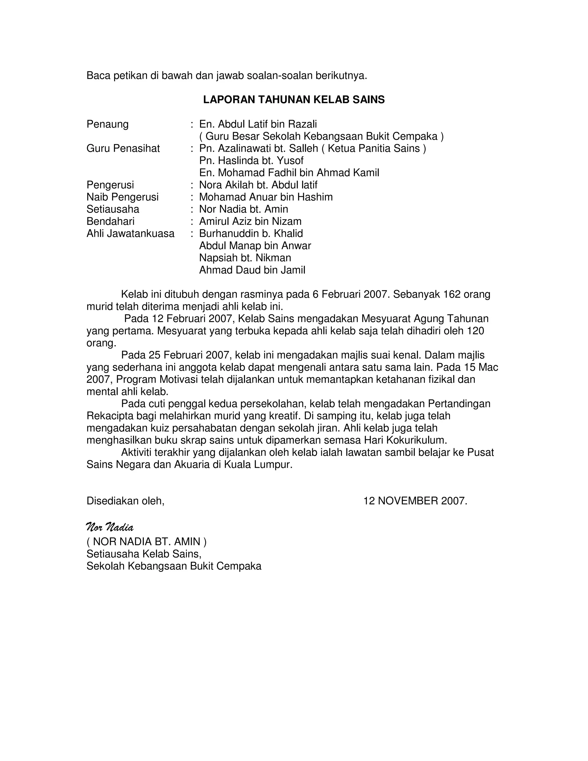 Petikan laporan | PDF