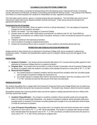 Cuyamaca Petition for Readmission | PDF | College Education | Education