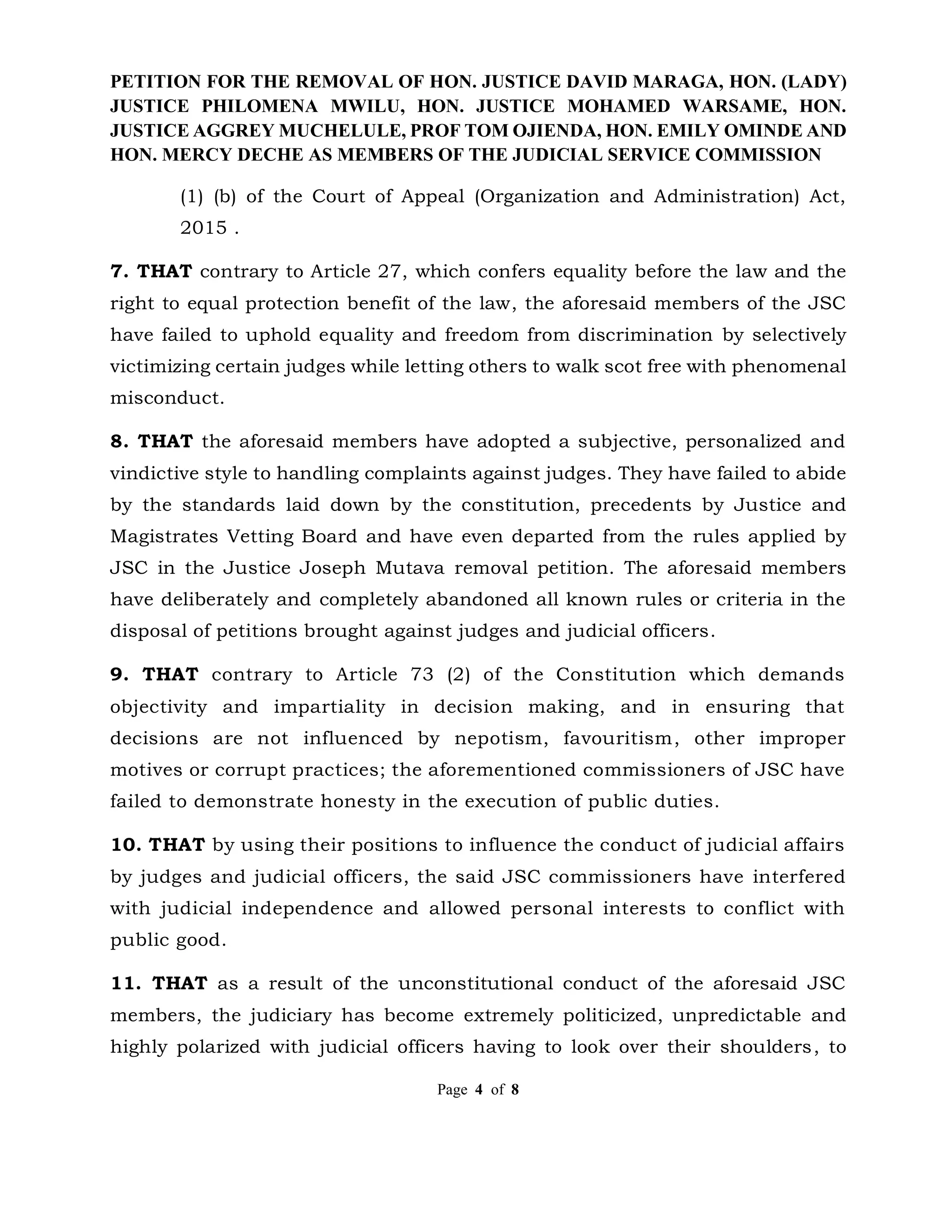 Petition for removal jsc members | PDF