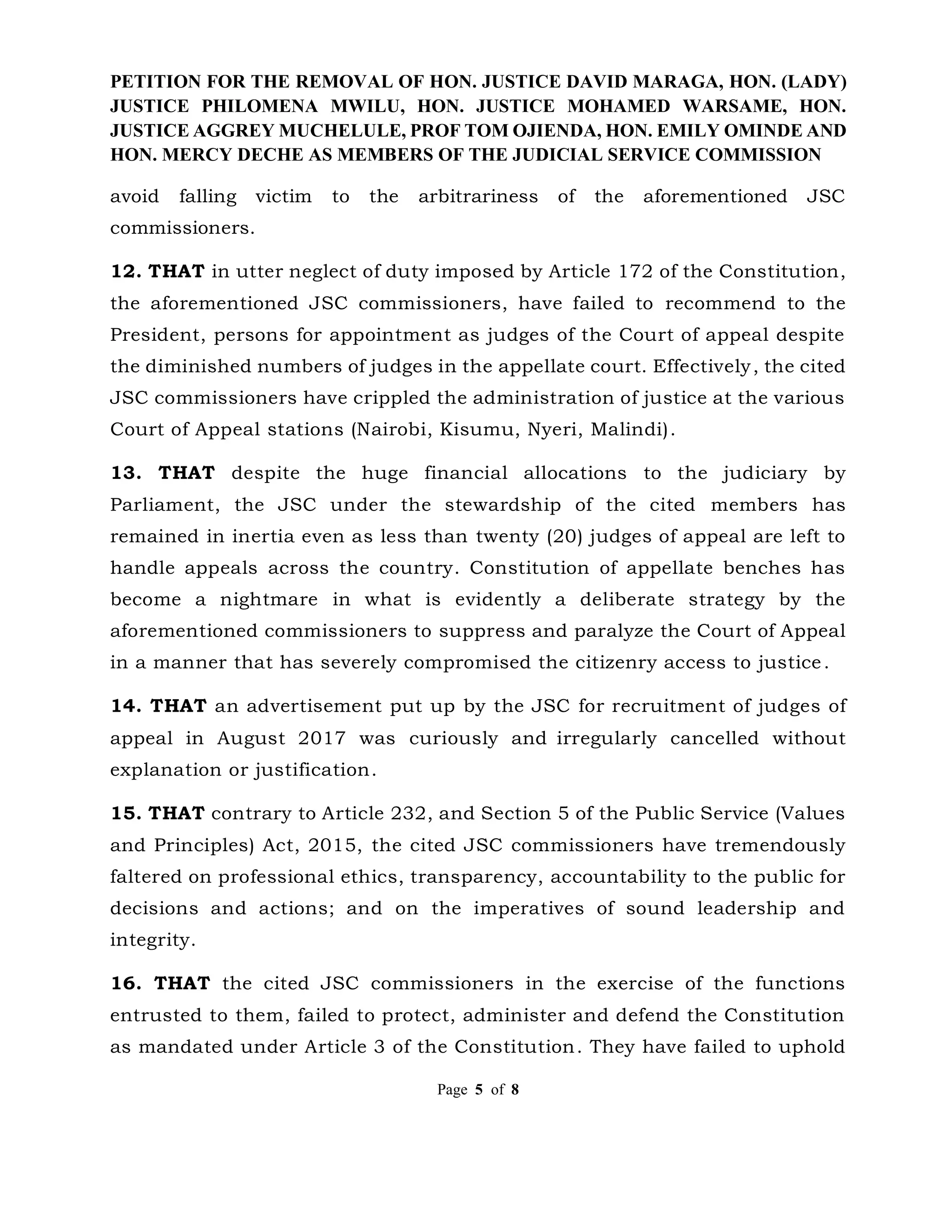 Petition for removal jsc members | PDF