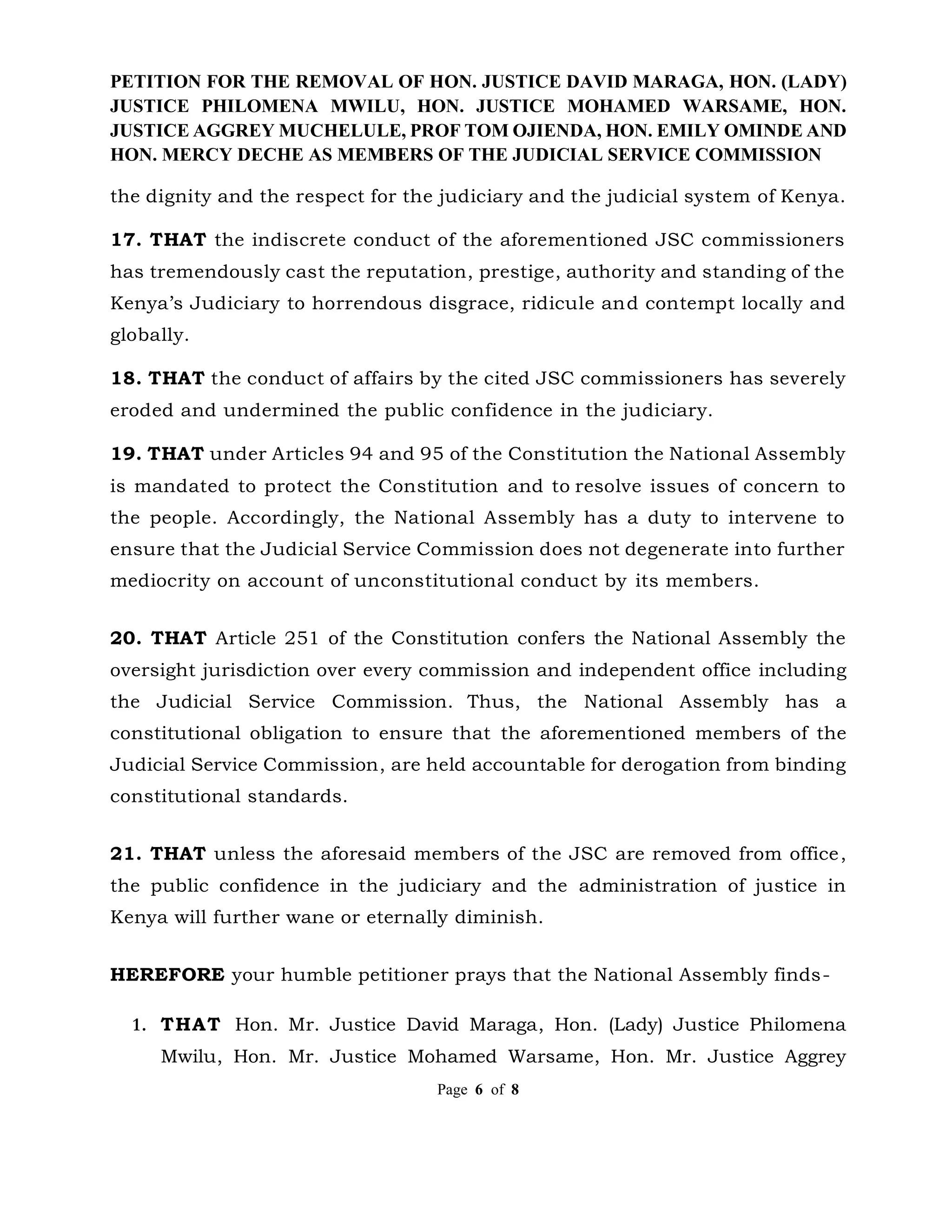 Petition for removal jsc members | PDF