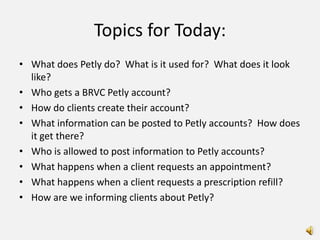 Petly brvc staff training | PPTX