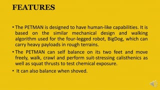 Petman (protection ensemble test mannequin) humanoid military robot ...