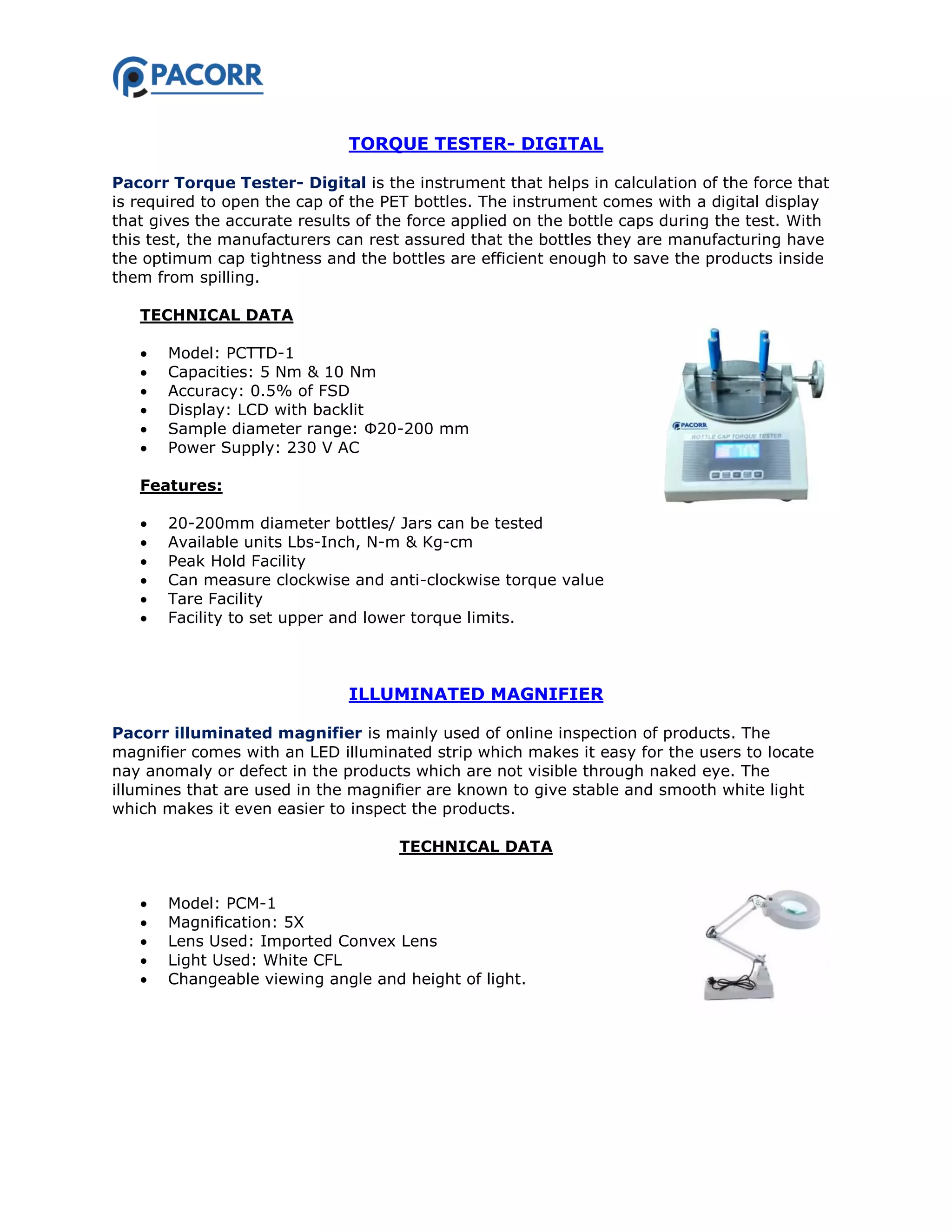 Pet & Preform Testing Instruments | PDF