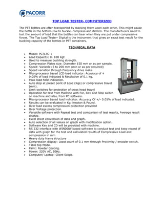 Pet & Preform Testing Instruments | PDF