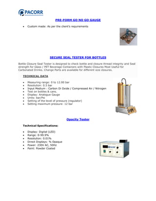 Pet & Preform Testing Instruments | PDF