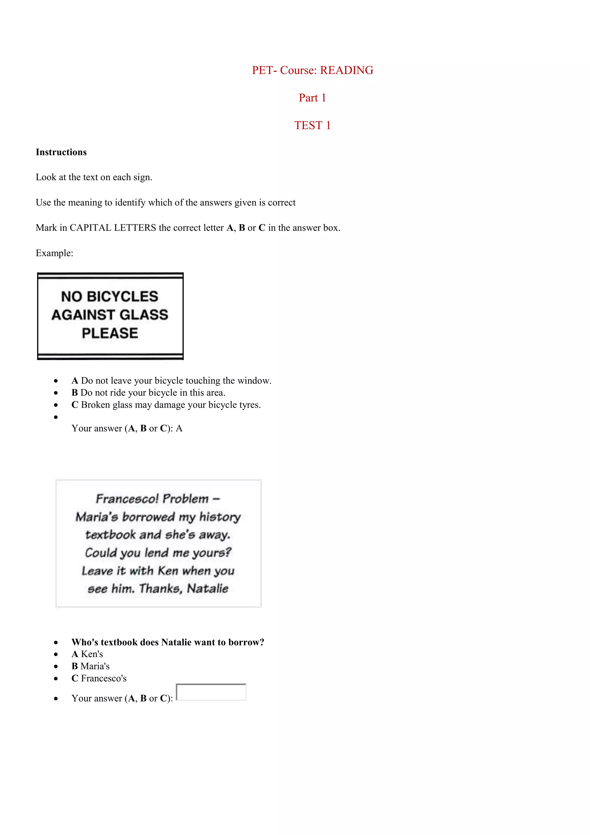 Pet reading part 1 | DOCX