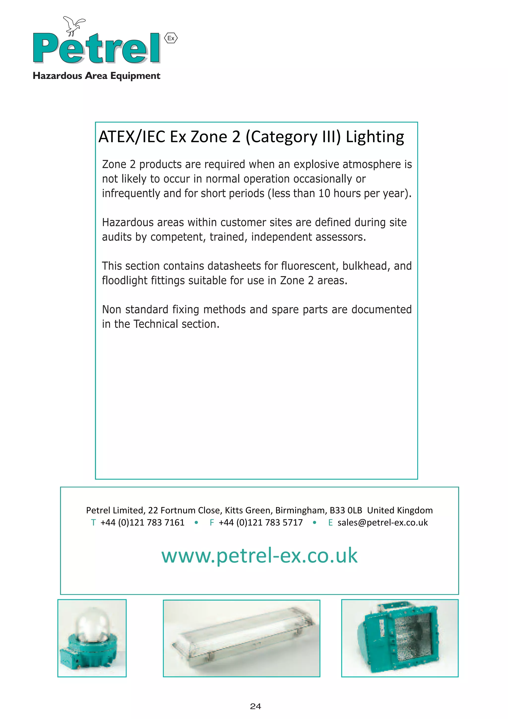Petrel Hazardous Area Zone 1 & Zone 2 Lighting & Enclosures (ATEX ...