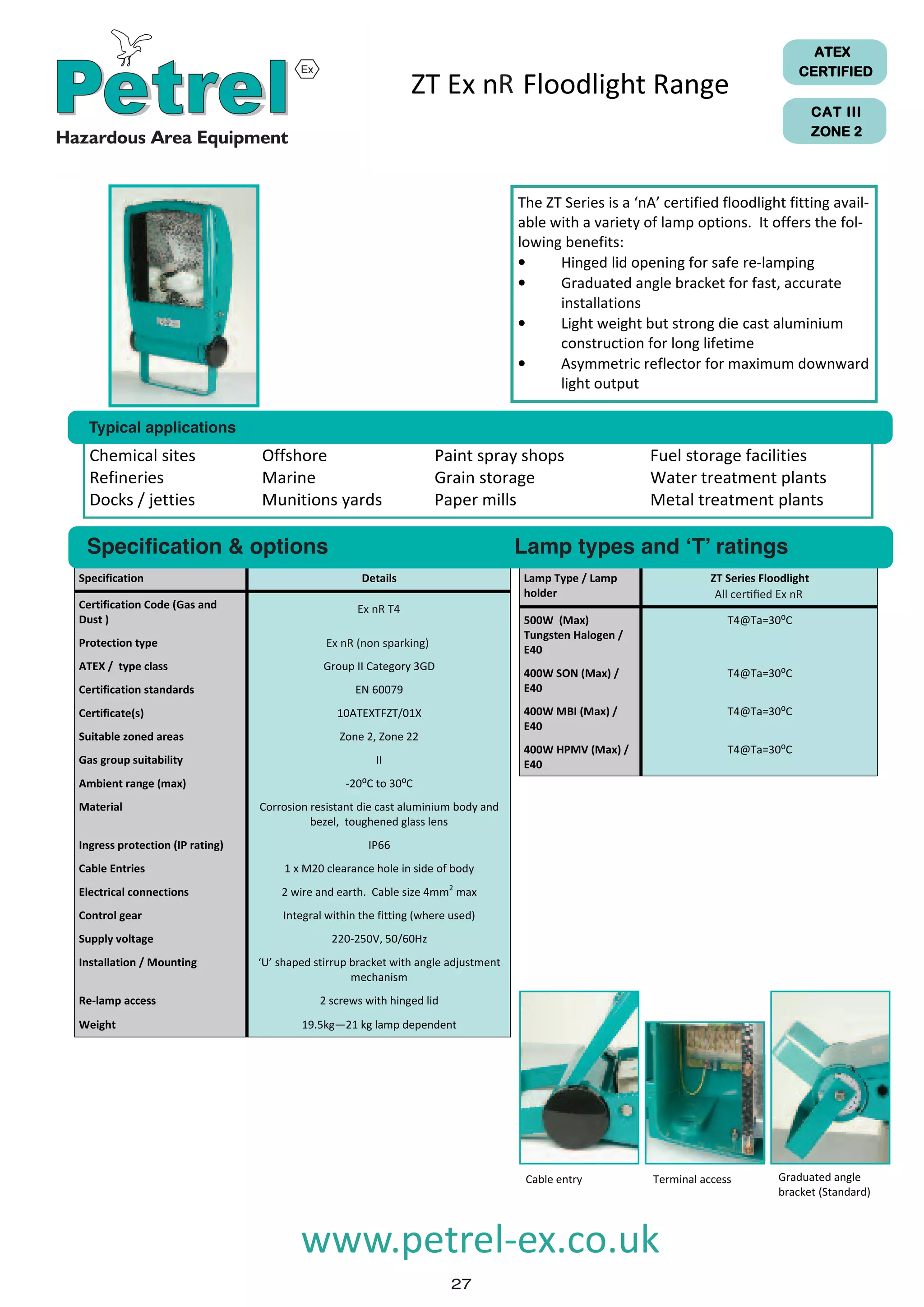 Petrel Hazardous Area Zone 1 & Zone 2 Lighting & Enclosures (ATEX ...