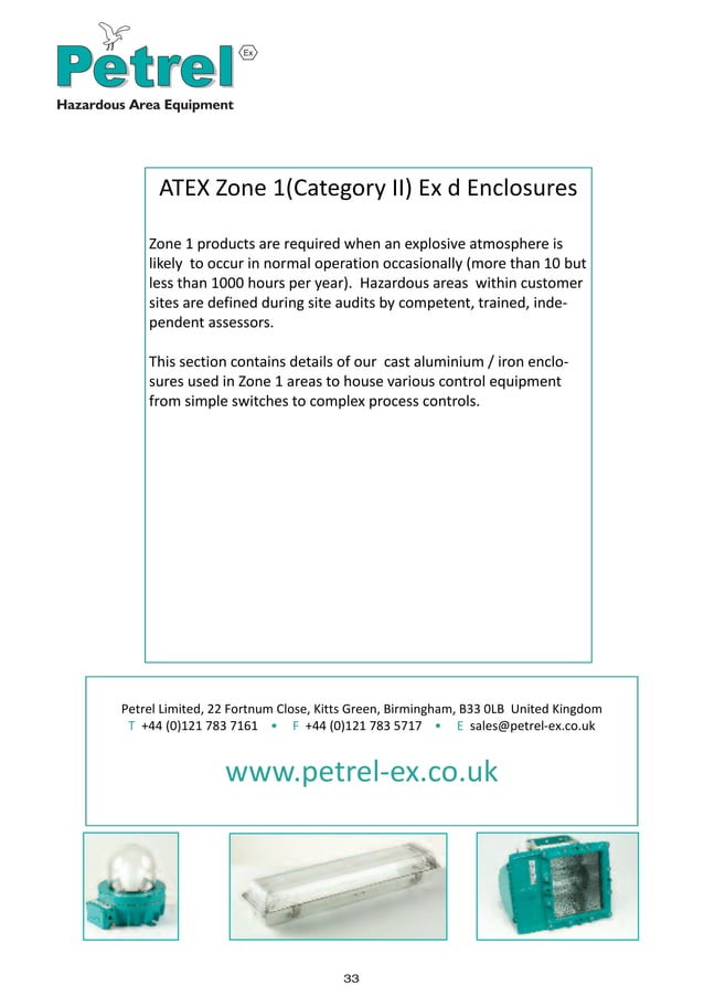 Petrel Hazardous Area Zone 1 & Zone 2 Lighting & Enclosures (ATEX ...