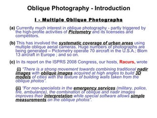 Systematic Oblique Aerial Photography Using Multiple Digital Cameras | PPT