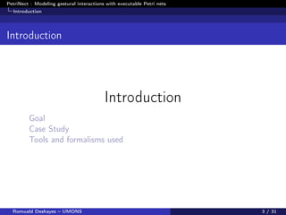 Petrinect: Modeling gestural interactions with executable Petri nets | PPT