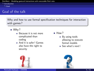 Petrinect: Modeling gestural interactions with executable Petri nets | PPT